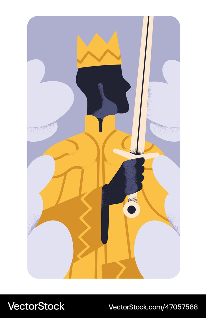 Crowned king holding sword power and authority Vector Image