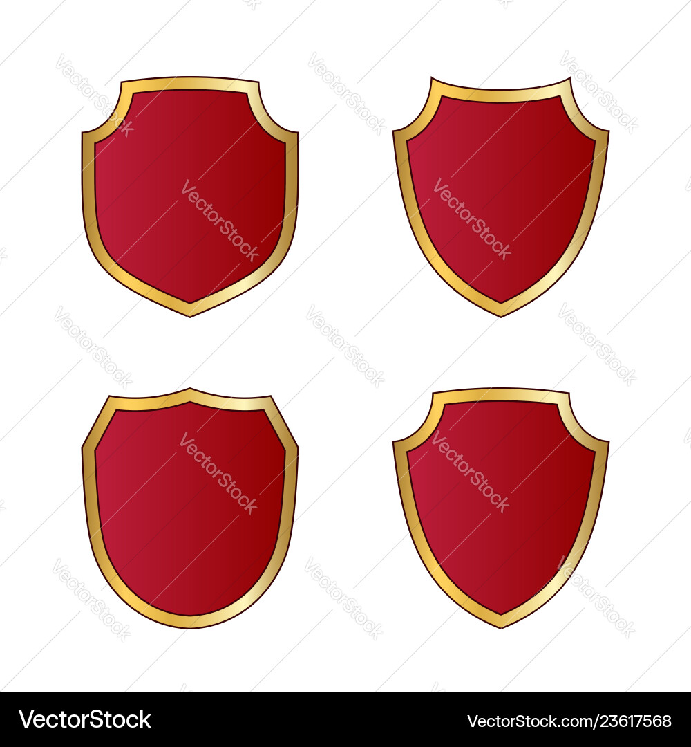Gold and red shield shape icons set logo emblem Vector Image