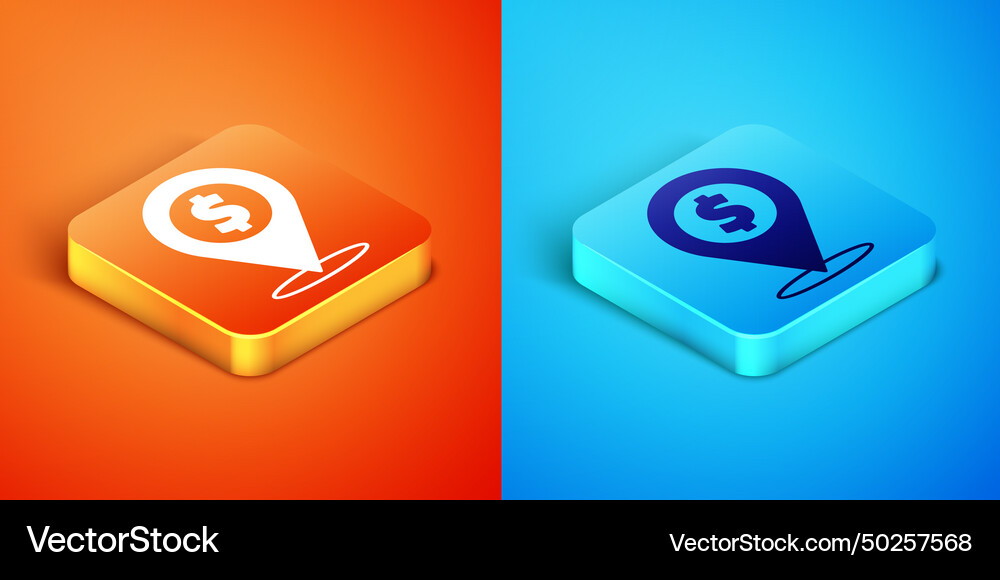 Isometric cash location pin icon isolated Vector Image
