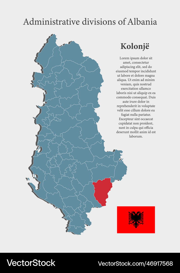 Map albania region kolonje Royalty Free Vector Image