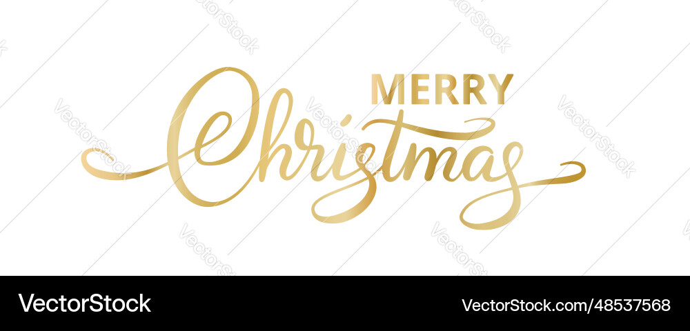 Merry christmas hand written text golden Vector Image