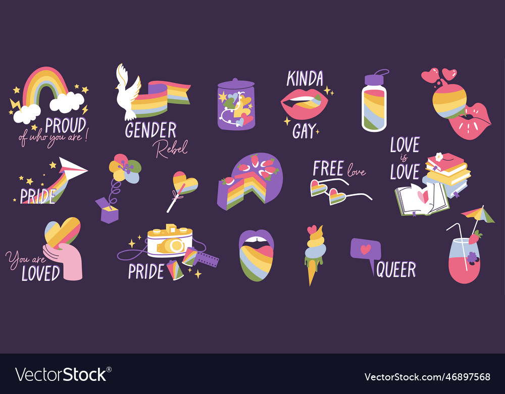 Set of lgbtq community symbols and icons Vector Image