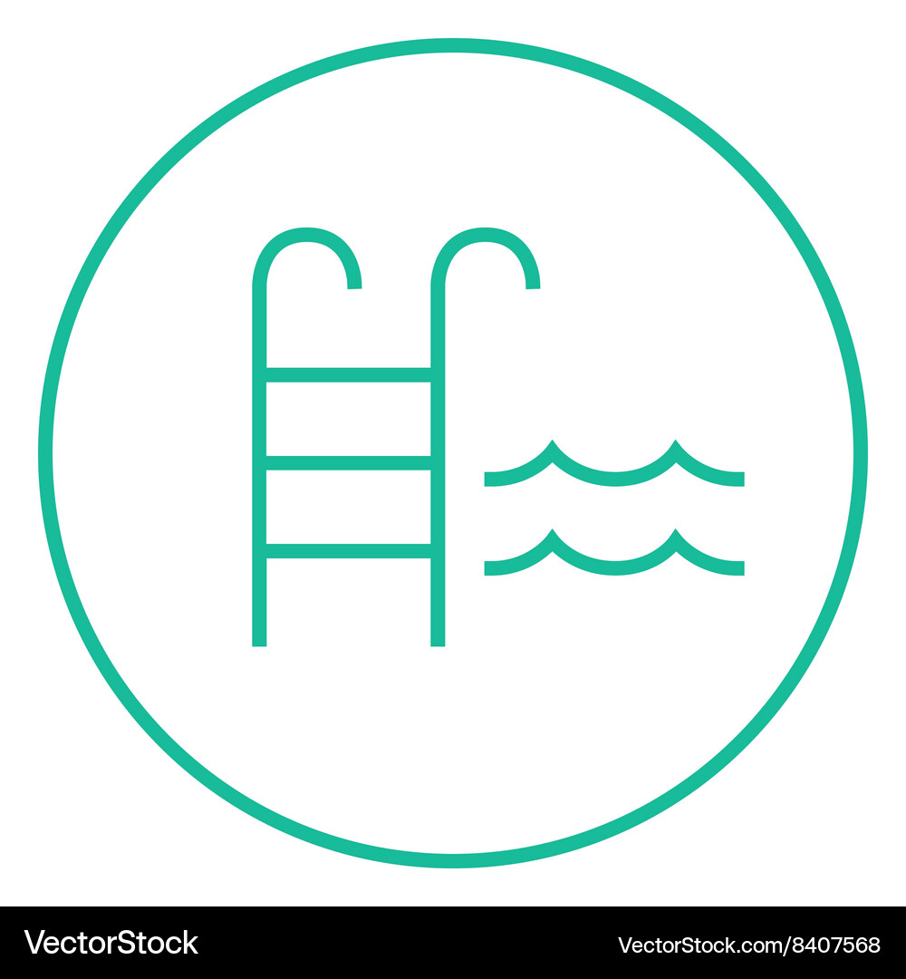 Swimming pool with ladder line icon Royalty Free Vector