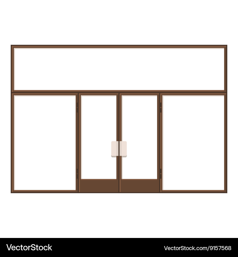 Wood shopfront with large black blank windows Vector Image