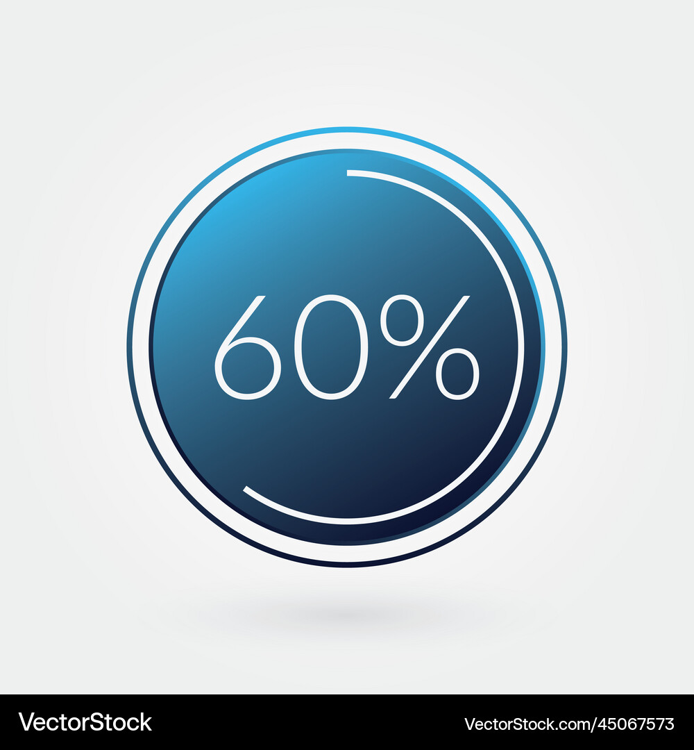 60 percent circle chart isolated symbol blue Vector Image
