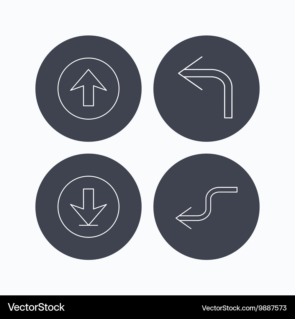 Arrows icons download upload linear signs Vector Image