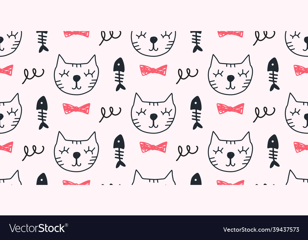 Cat seamless pattern Royalty Free Vector Image