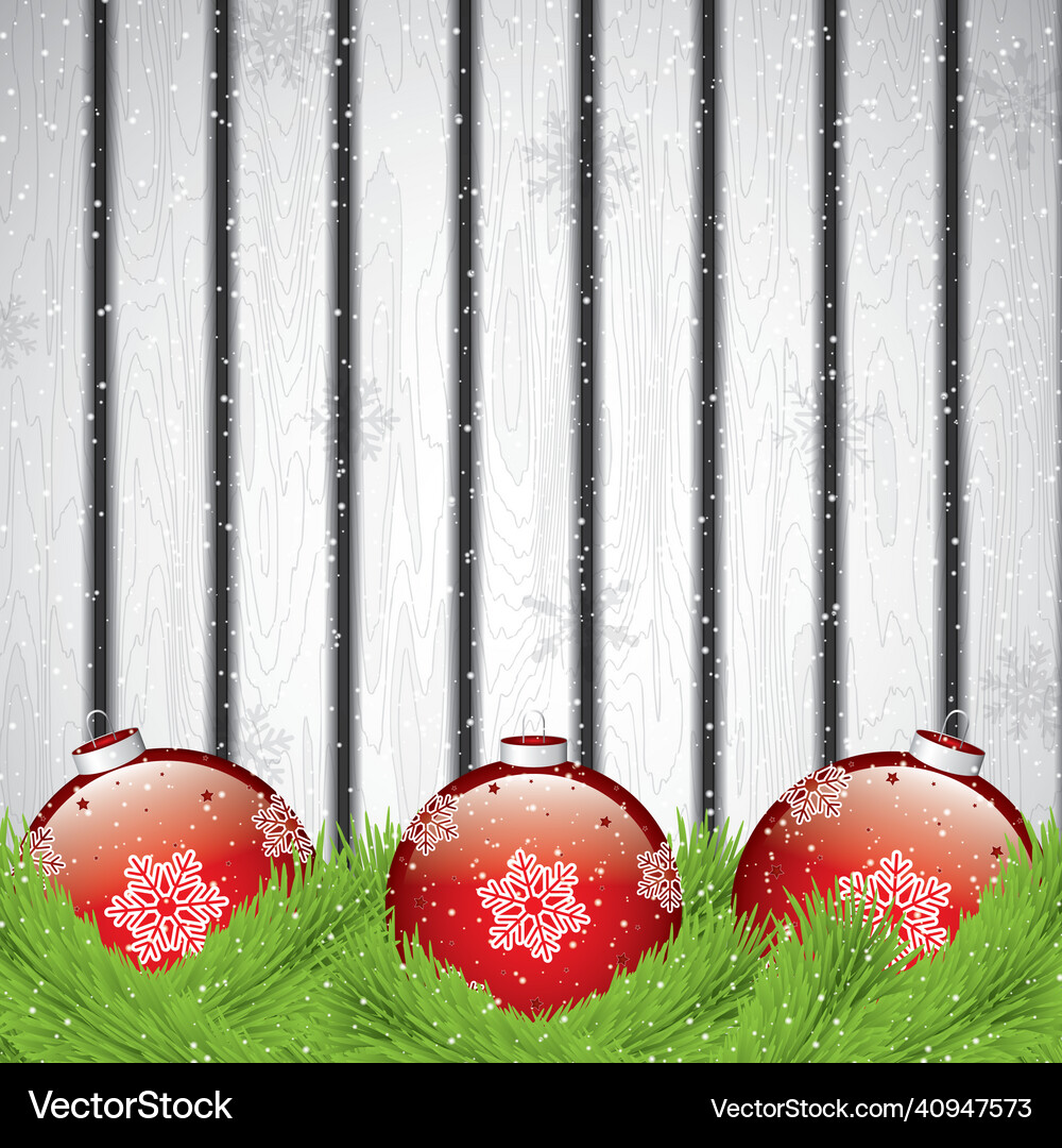 Christmas decorations on wooden background Vector Image