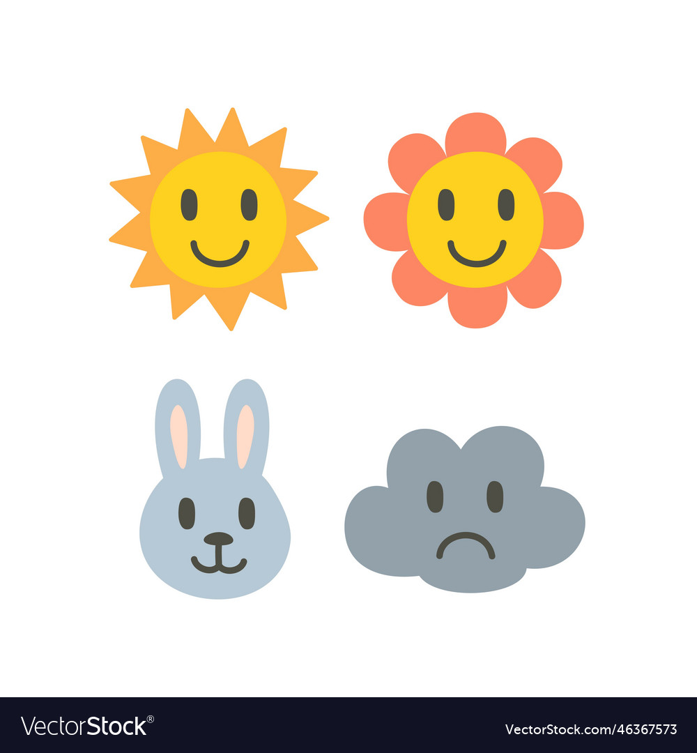 Cute Sticker Set Royalty Free Vector Image Vectorstock