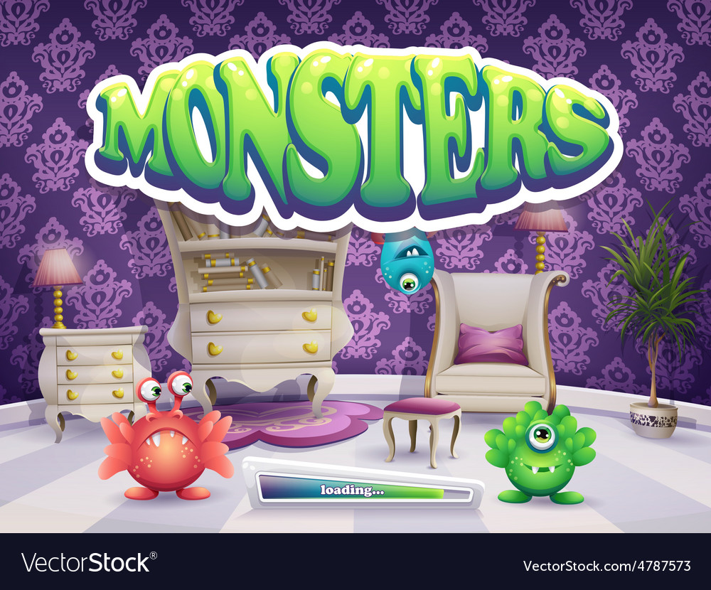 Example loading screen for game monsters Vector Image