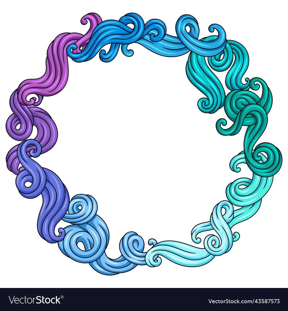 Frame With Wave Line Curls Color Striped Texture Vector Image