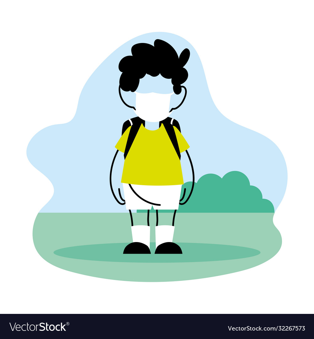 Girld with mask on park Royalty Free Vector Image Girld with mask on park Royalty Free Vector Image