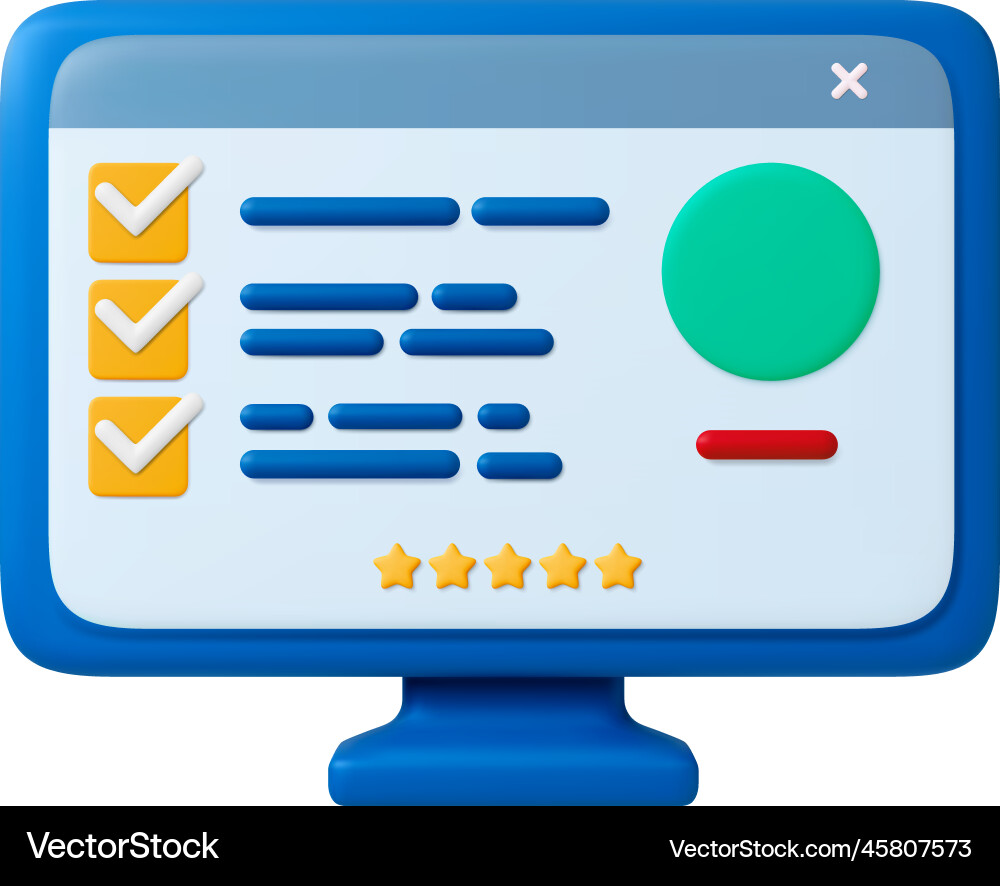 Personal page with review 3d icon test or survey Vector Image