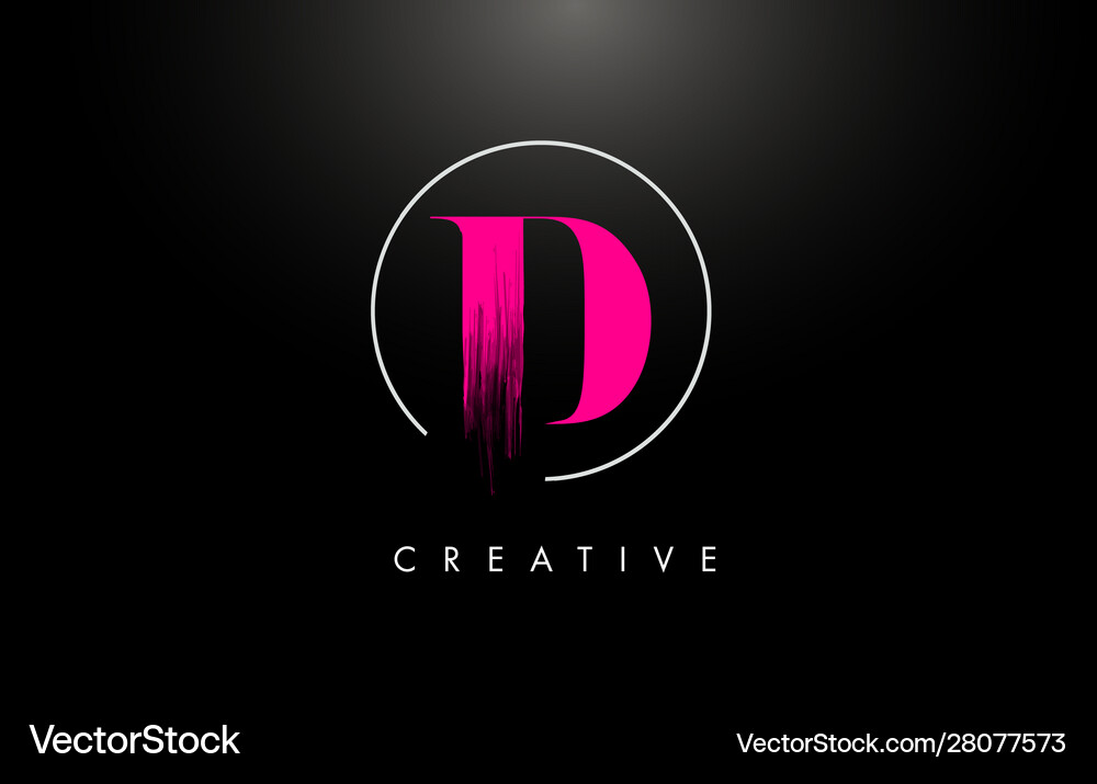 Pink d brush stroke letter logo design paint Vector Image