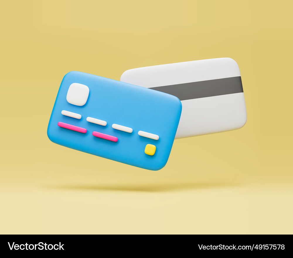 3d rendering credit card or debit for contactless Vector Image