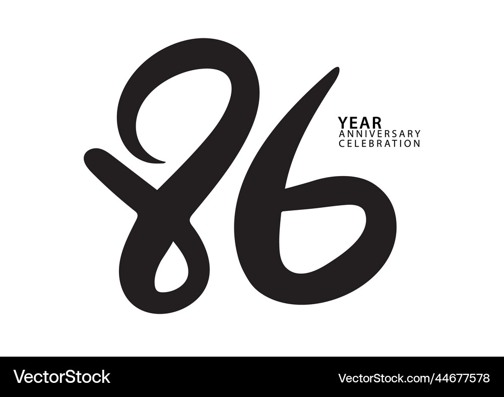 86 year anniversary celebration black color Vector Image
