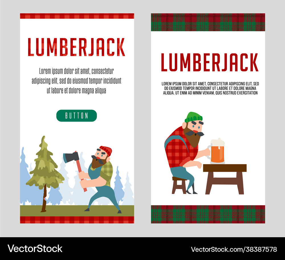 Banner lumberjack universal art designs beer Vector Image