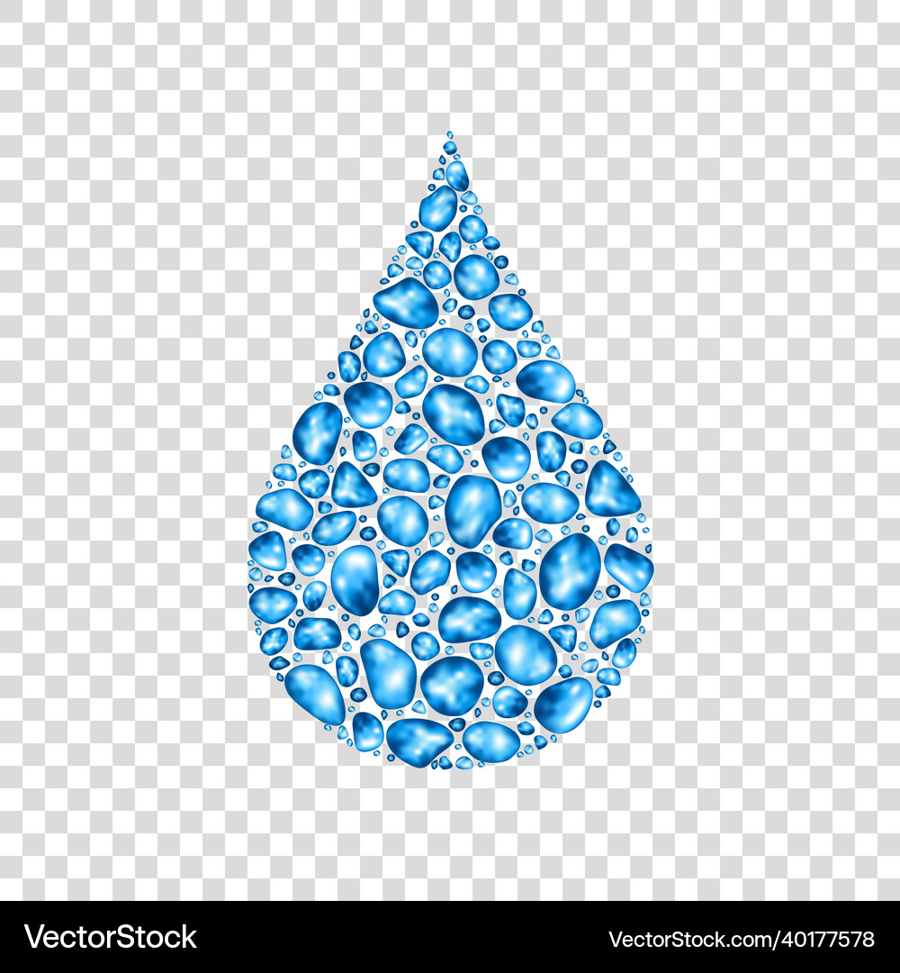 Blue water drop icon isolated on transparent Vector Image