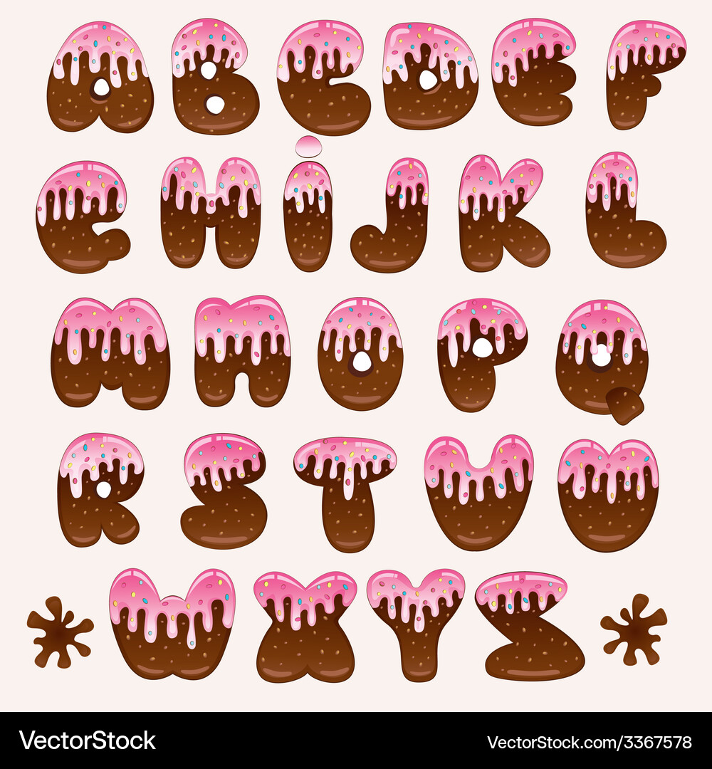 Chocolate pink alphabet Royalty Free Vector Image