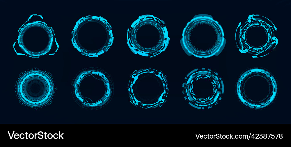 Circle hud futuristic elements for games ui ux Vector Image