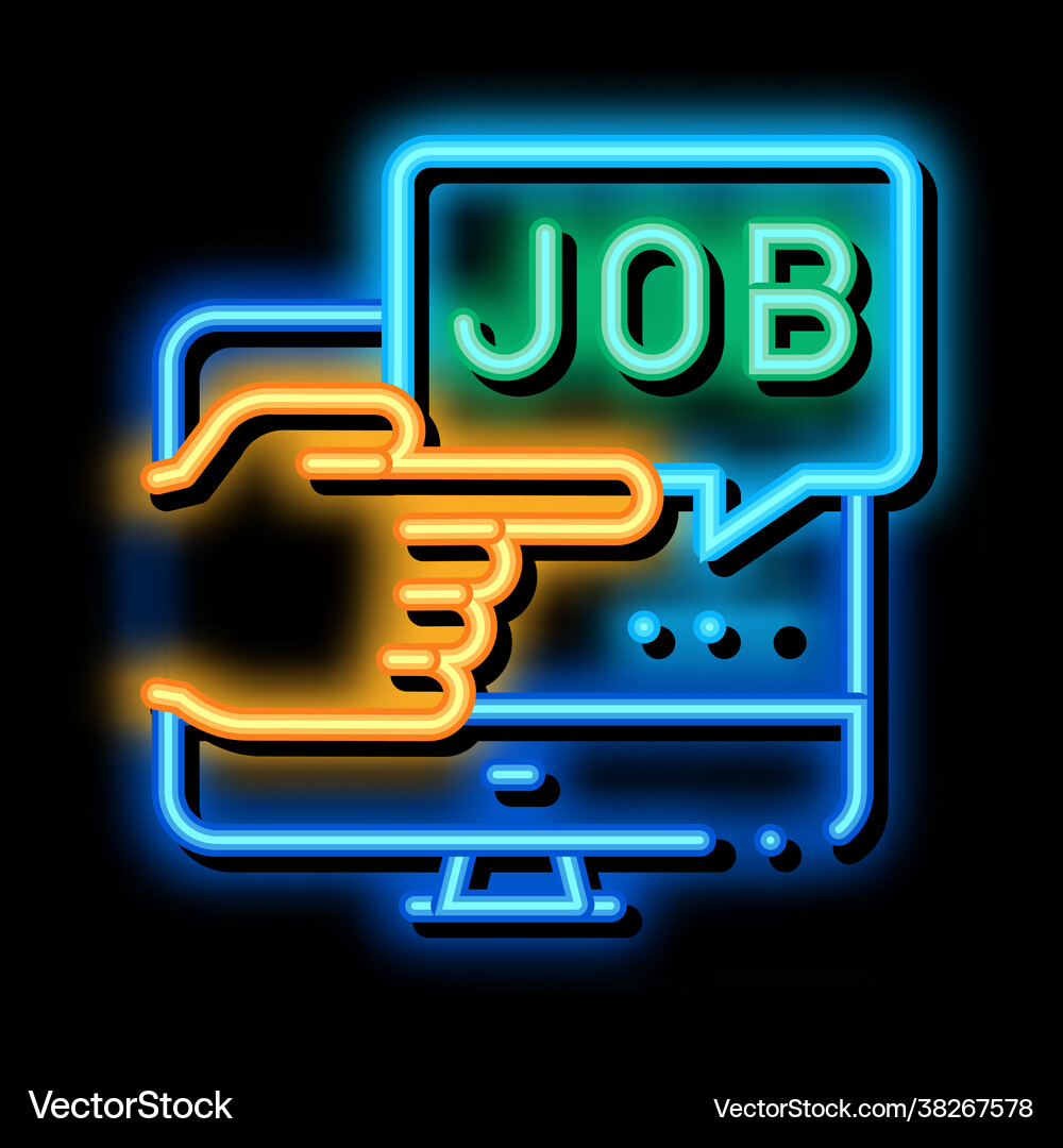 Electronic job search neon glow icon Royalty Free Vector