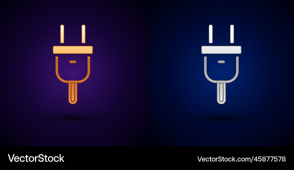 Gold and silver electric plug icon isolated on Vector Image