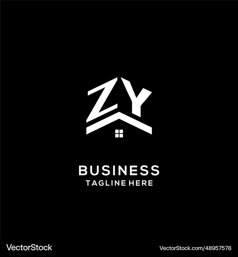 Initial zy logo with abstract home roof simple Vector Image
