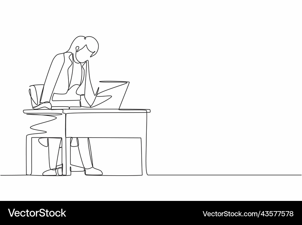 Single one line drawing frustrated and furious Vector Image