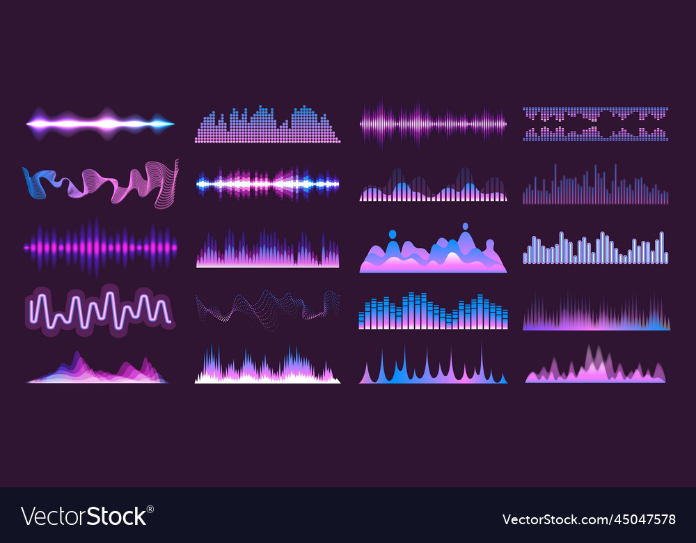 Spectrum soundwaves audio frequency soundwave Vector Image