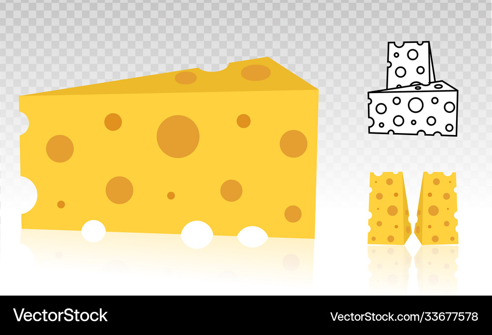 Swiss cheese or emmental cheese flat icon Vector Image