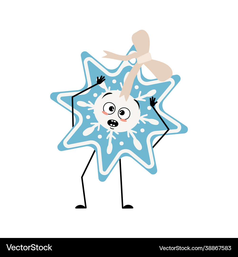 Cute christmas snowflake with emotions in a panic Vector Image