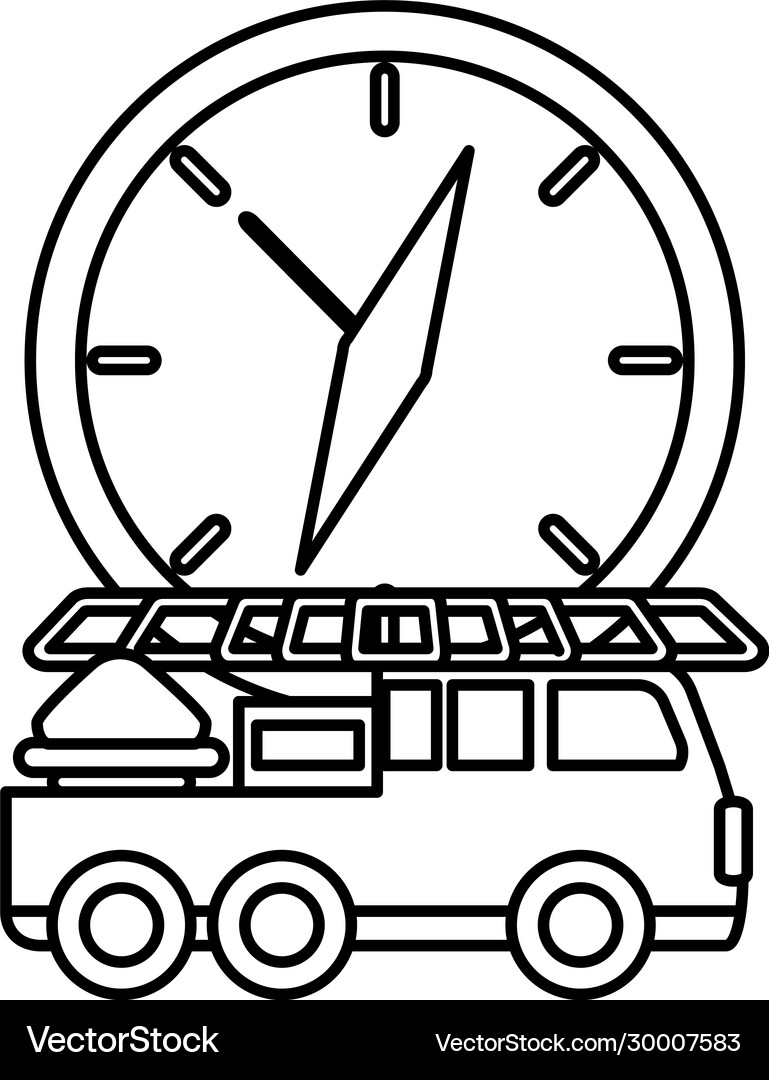 Fire truck with watch on white background Vector Image