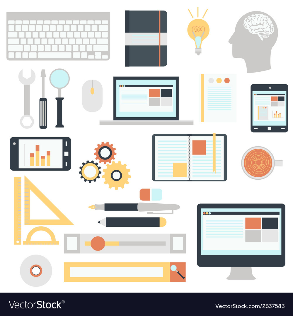 Flat design modern icons set Royalty Free Vector Image