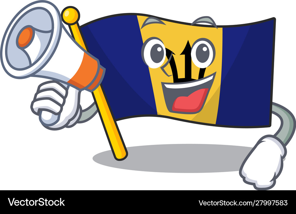 Funny cartoon style flag barbados Royalty Free Vector Image