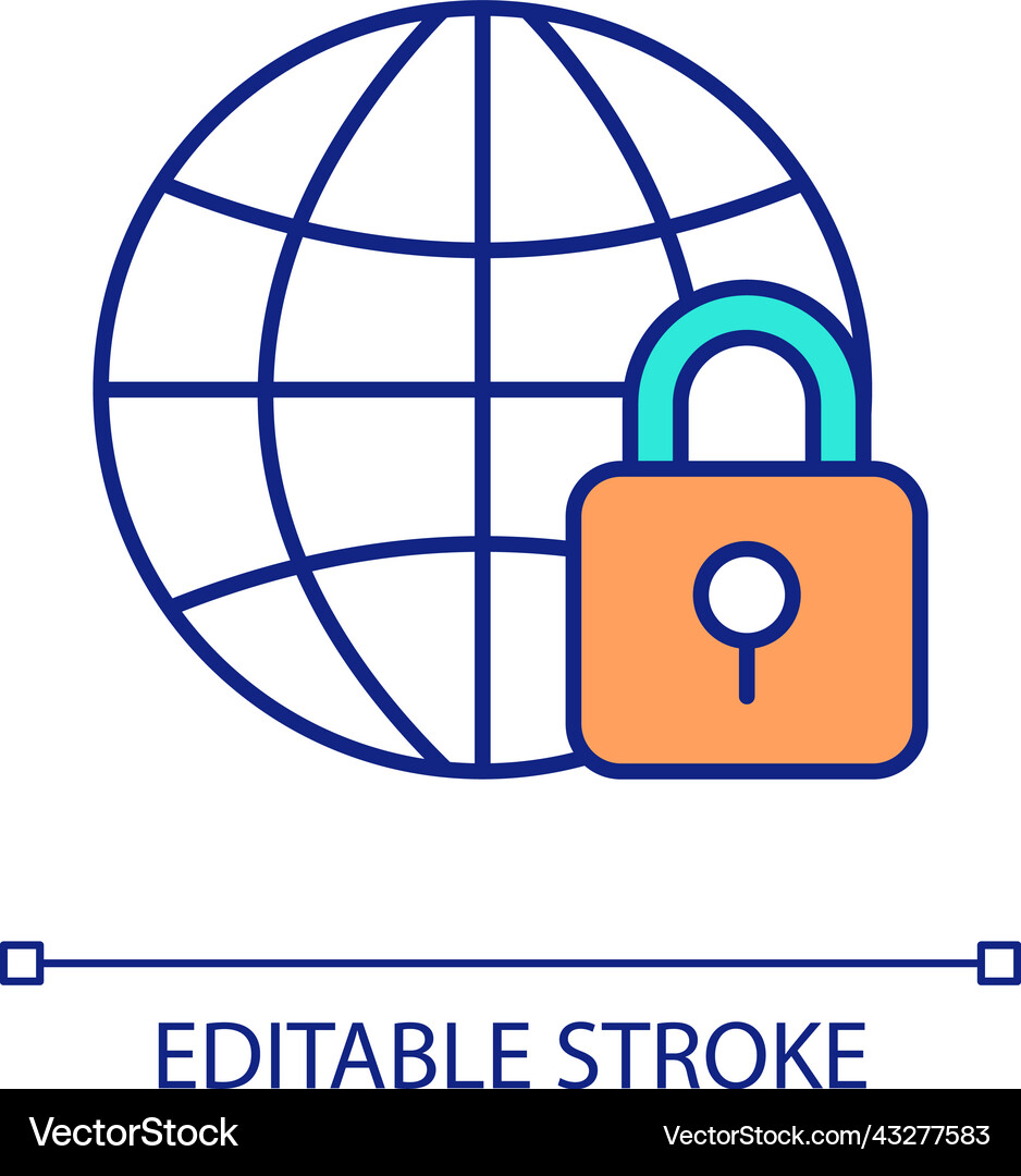 Globe and padlock rgb color icon Royalty Free Vector Image