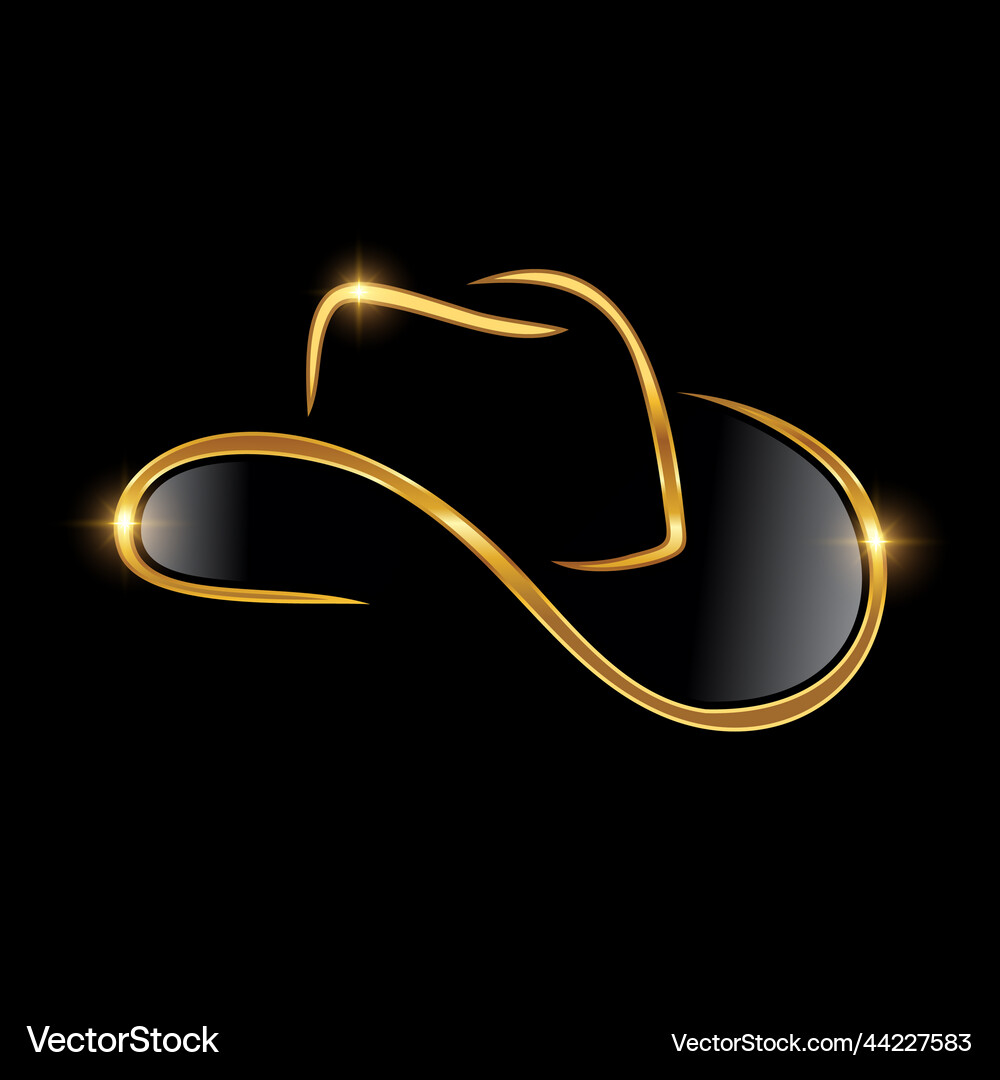 Golden cowboy hat sign Royalty Free Vector Image