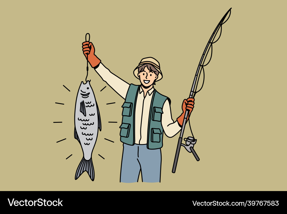 Great catch during fishing concept Royalty Free Vector Image