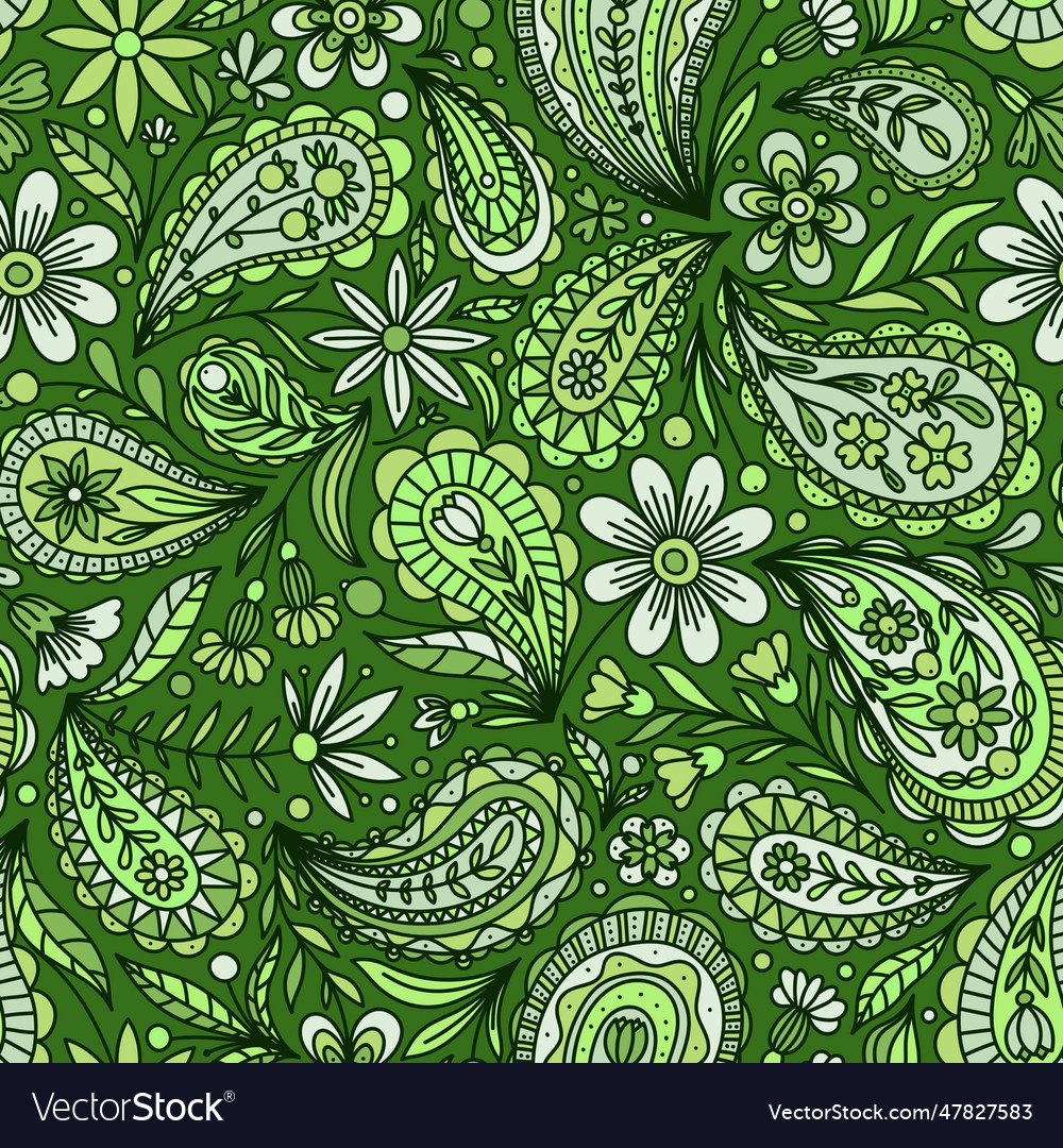 Green seamless background with multicolored Vector Image