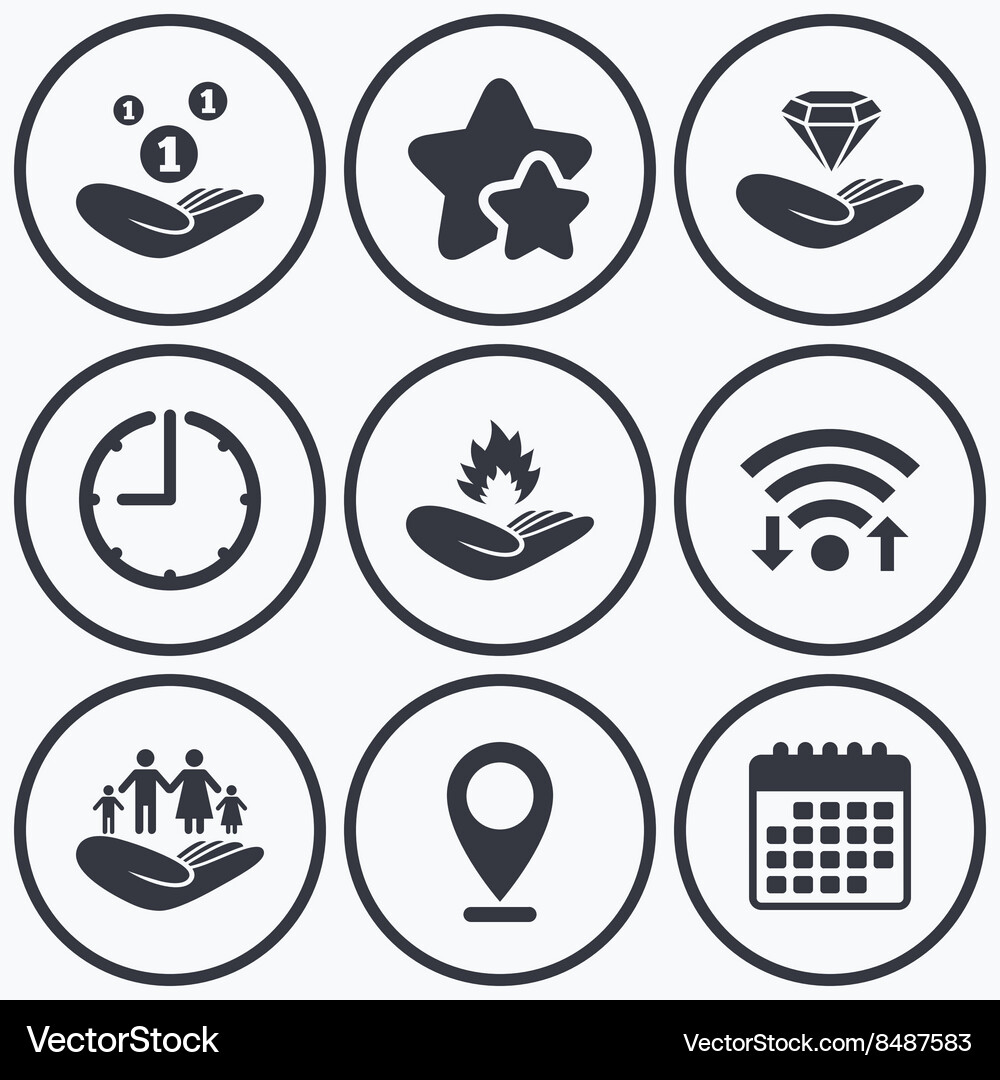 Helping hands icons protection and insurance Vector Image