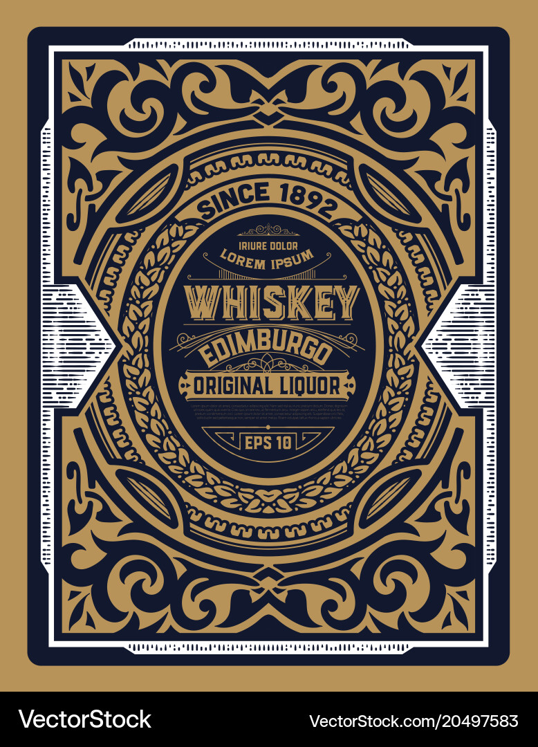 Old label design for whiskey and wine labe Vector Image