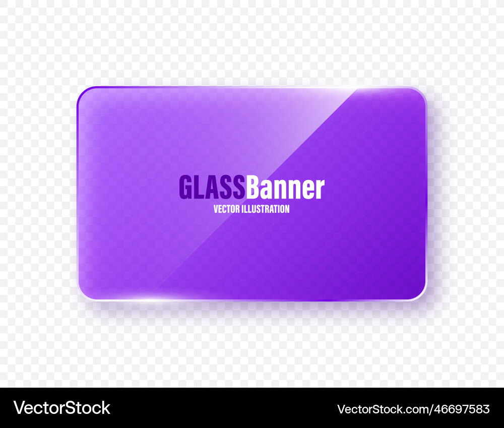 Realistic glass frame violet transparent glass Vector Image