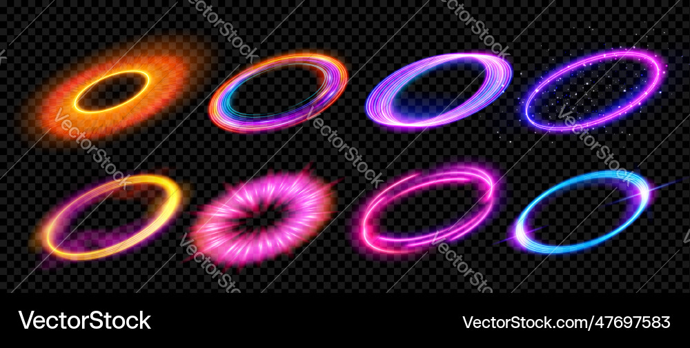 Realistic set of round light flares Royalty Free Vector