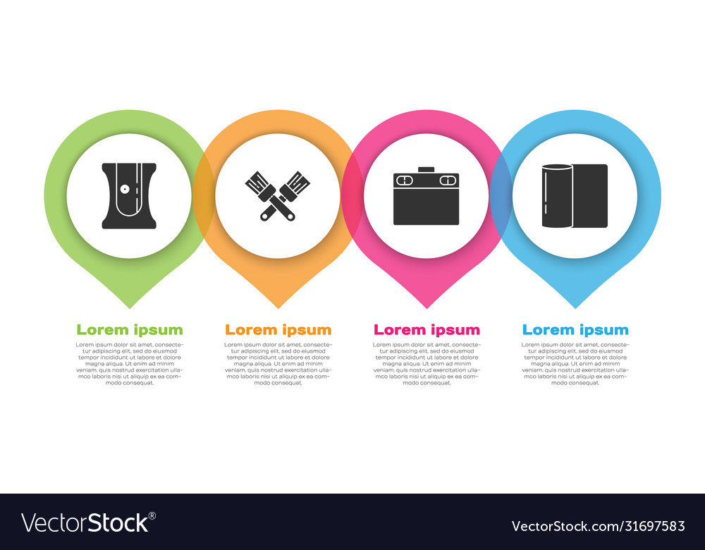 Set pencil sharpener crossed paint brush graphic Vector Image Set pencil sharpener crossed paint brush graphic Vector Image