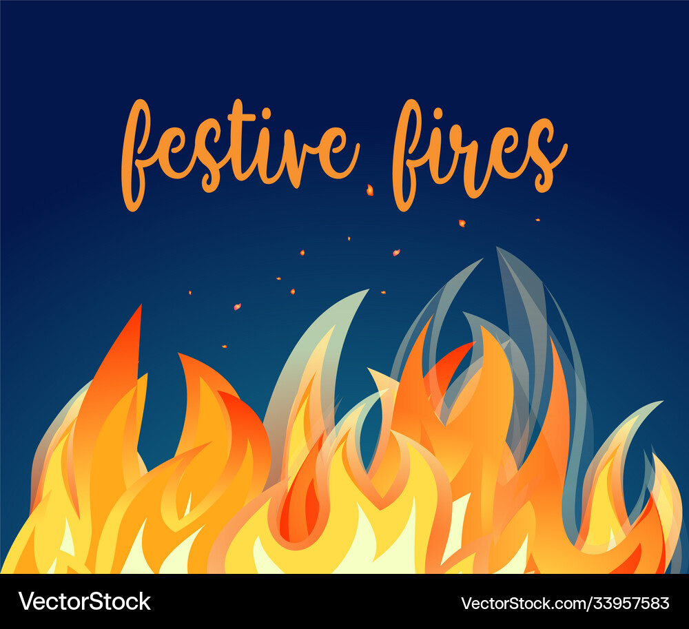 Summer fire festival flat color Royalty Free Vector Image