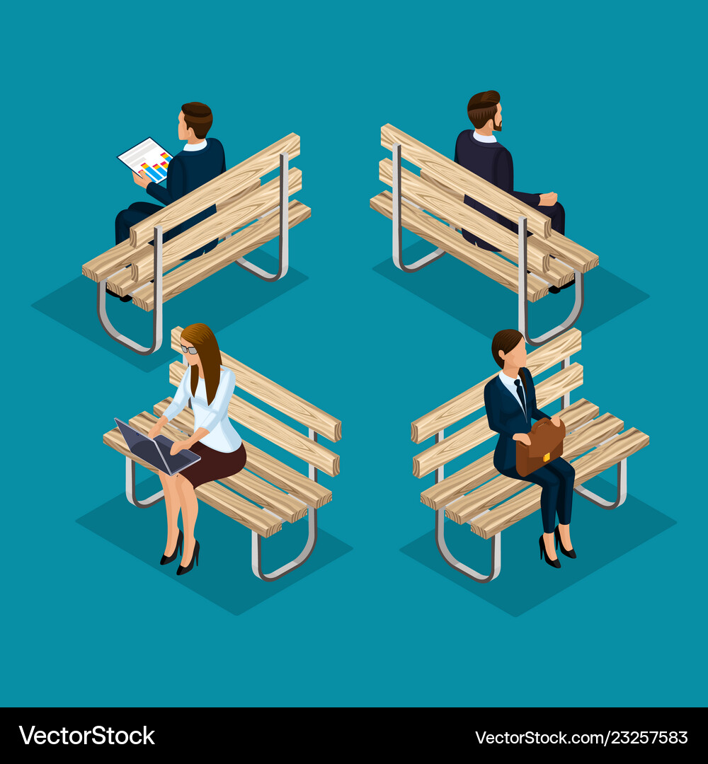 Trendy people isometric 3d businessmen Royalty Free Vector