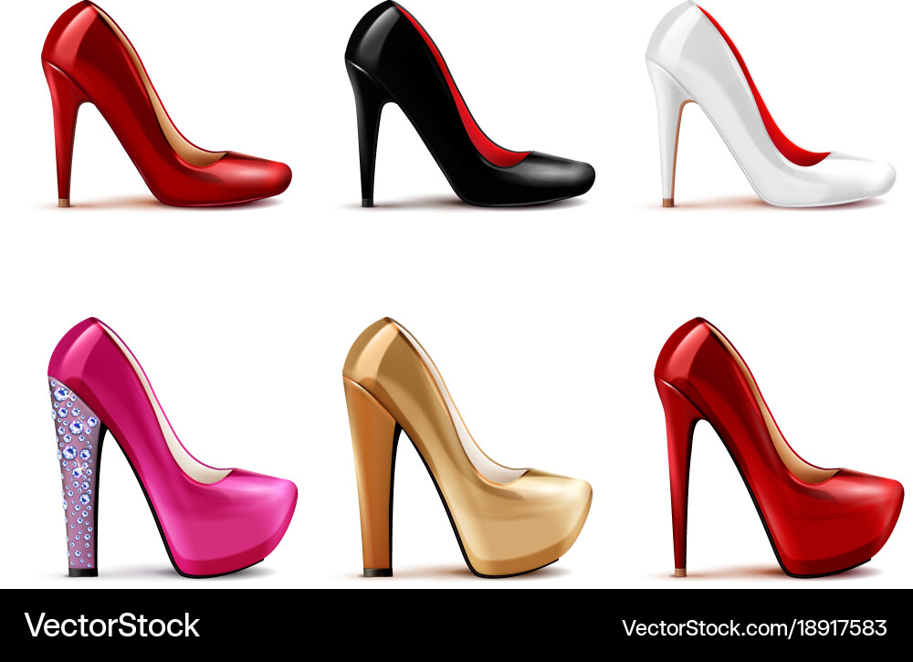 Women shoes realistic set Royalty Free Vector Image