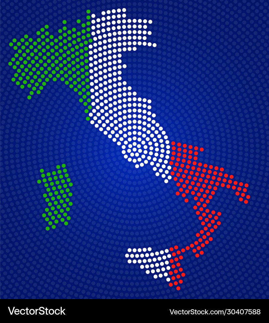 Abstract map italy radial dots with flag Vector Image