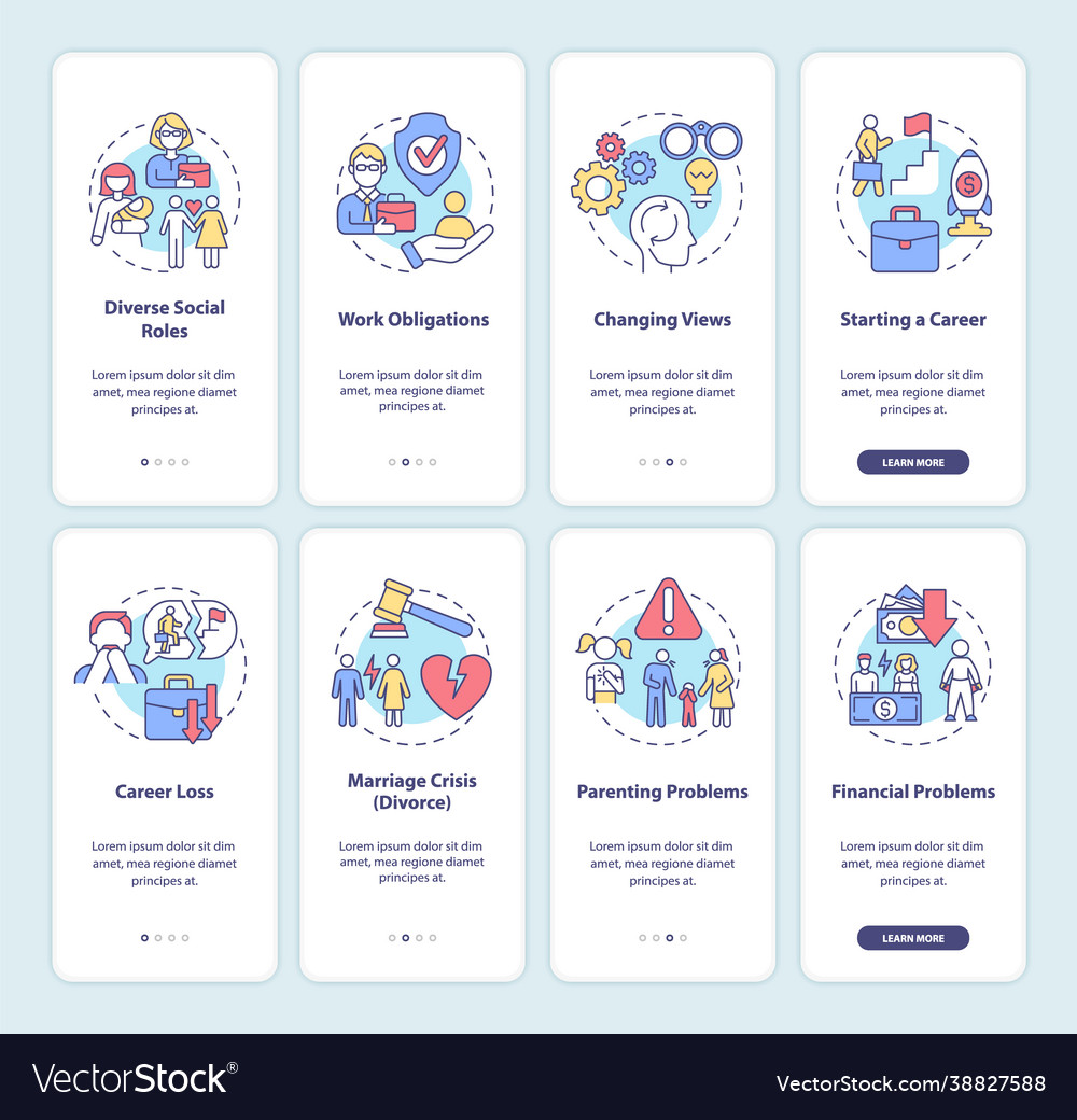 Adulthood onboarding mobile app page screen Vector Image