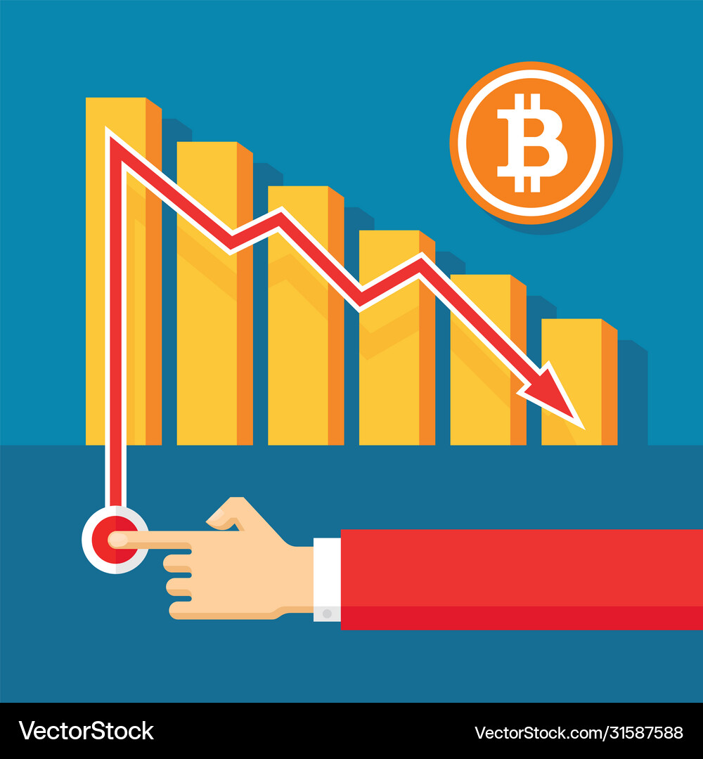 Bitcoin exchange graphic down - creative Vector Image