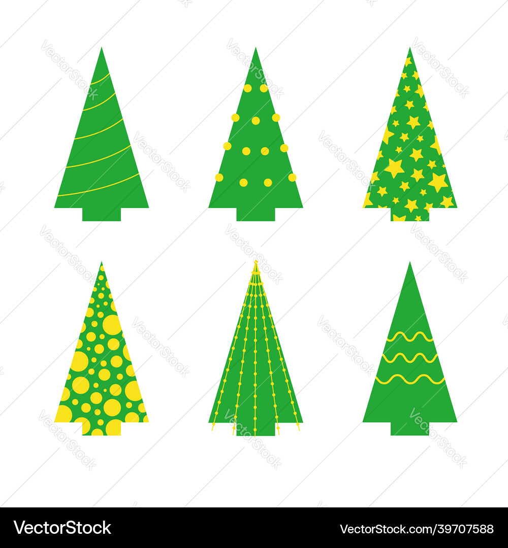 Cute simple christmas trees icons set Royalty Free Vector